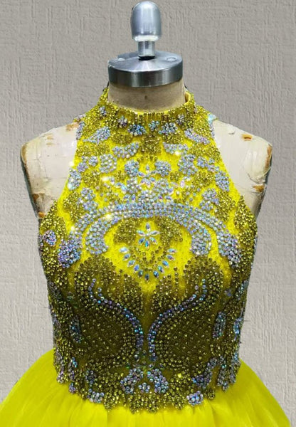 Stunning Yellow Evening Dress With Beaded Bodice | Miss Teen Pageant ...