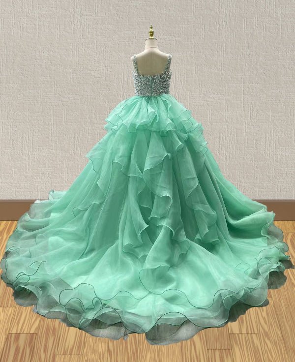 Stunning Beaded Bodice Mint Pageant Ball Gown – CupcakePageantDress