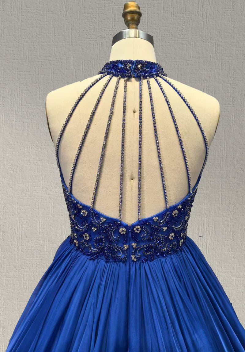 Royal Blue Pageant Dress | Halter Beaded Bodice | Luxury Girls ...