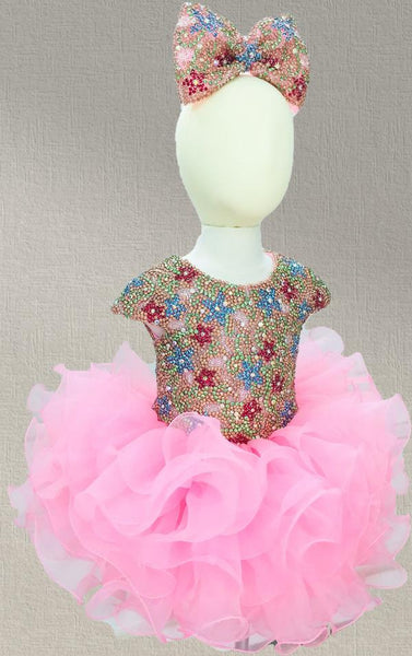 Stunning Pink Cupcake Pageant Dress for Girls - Sparkly Beaded Bodice ...