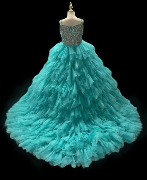 Gorgeous Young Girl Multilayer Sparkly Pageant Ball Gowns ...