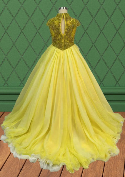 Little Girls Yellow Pageant Dress with Sparkly Beaded Bodice ...