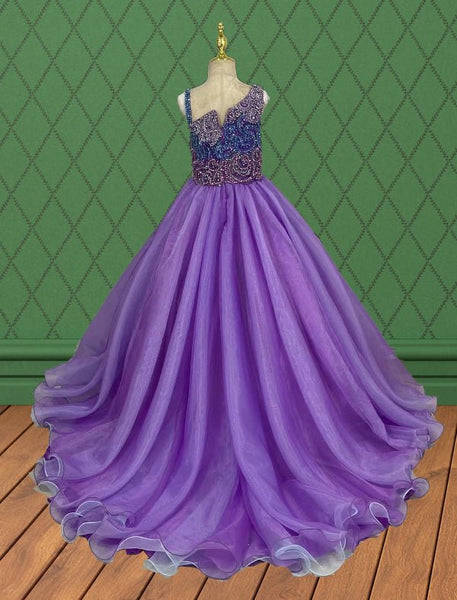 Purple Sparkly Pageant Gown for Girls - Glitz Ball Gown | Jennifer Wu ...