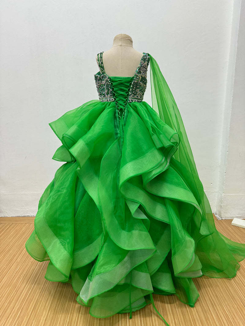 Girls Beauty Green Sparkly Unique Pageant Dress – CupcakePageantDress