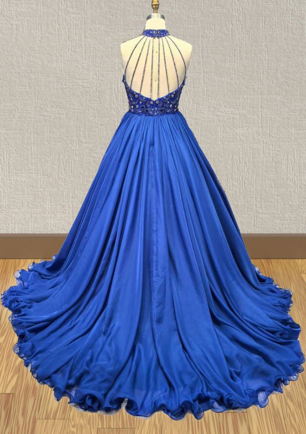 Royal Blue Pageant Dress | Halter Beaded Bodice | Luxury Girls ...
