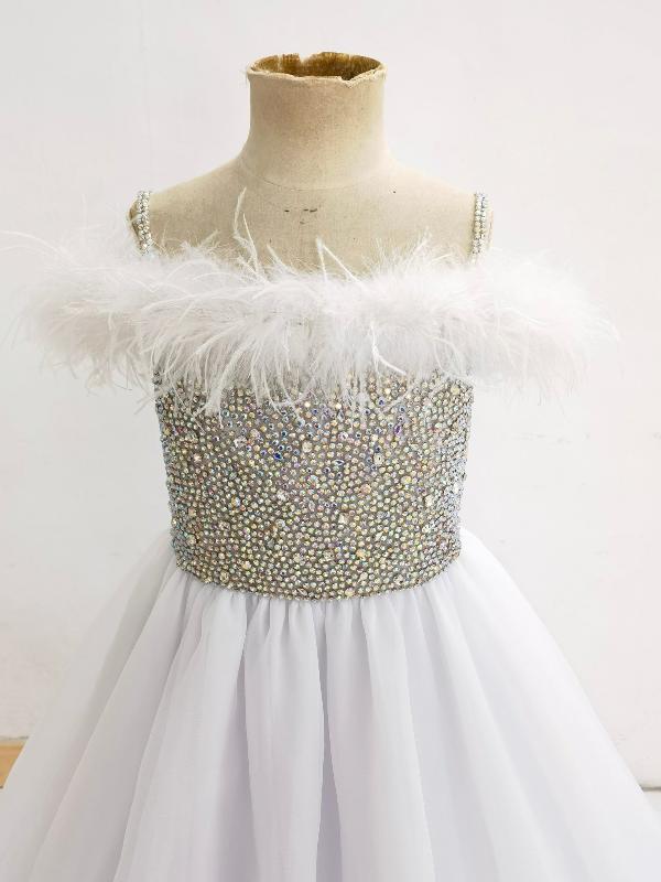 Glitz Miss Teen Sparkly Evening Gown with Feather – CupcakePageantDress