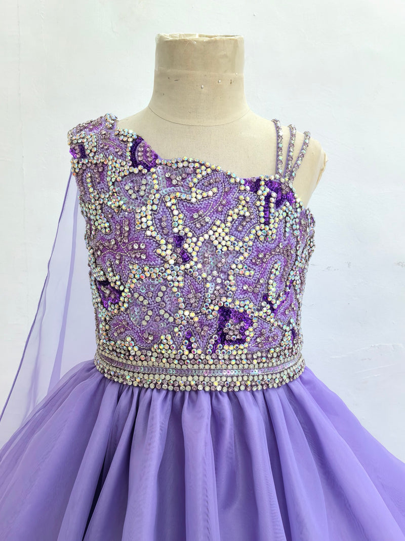 Exquisite Vogue Teen's Long Lilac Pageant Dress with Cape ...