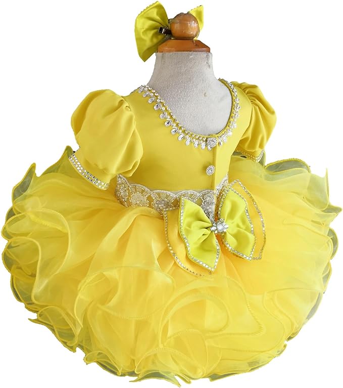 Glitz Beaded Bodice Little Girl Yellow Cupcake Pageant Dress ...