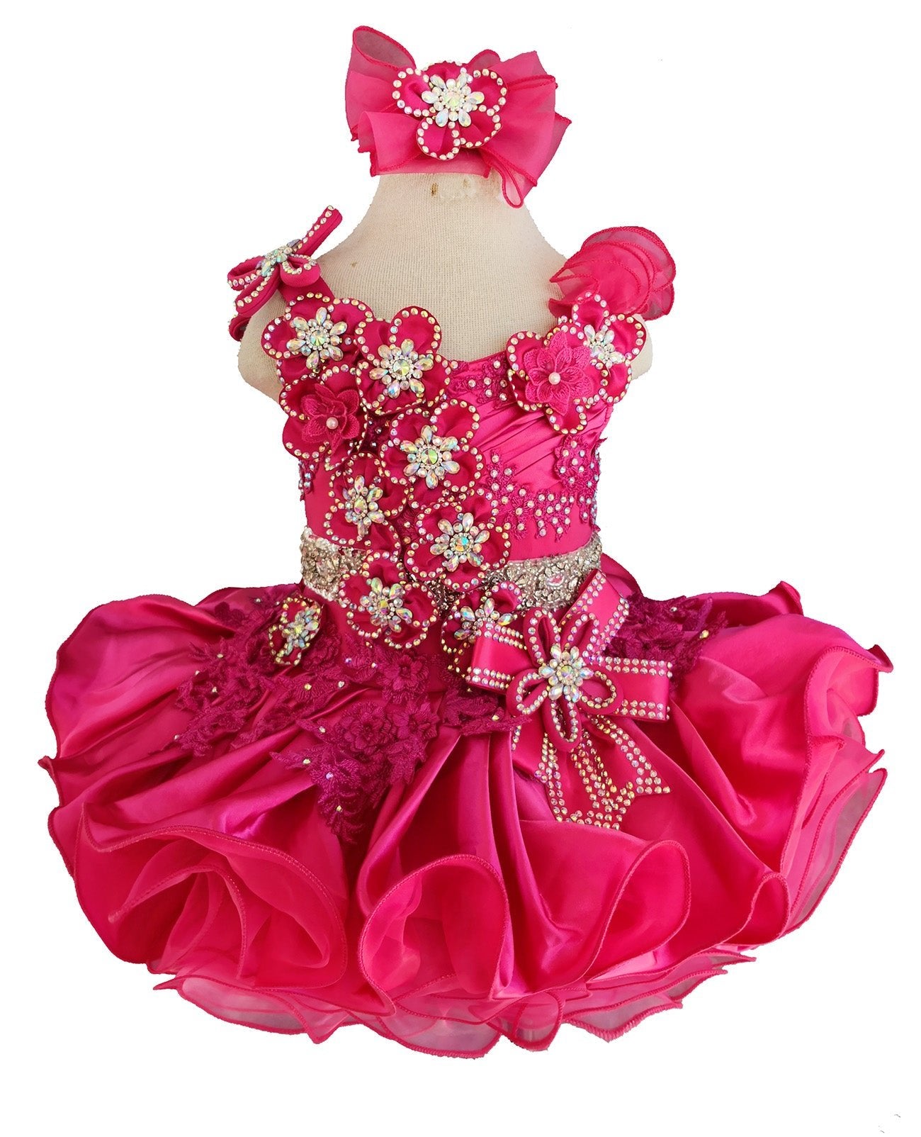 Fuchsia One Shoulder Little Girl/Baby Miss/Baby Girl Pageant Dress ...