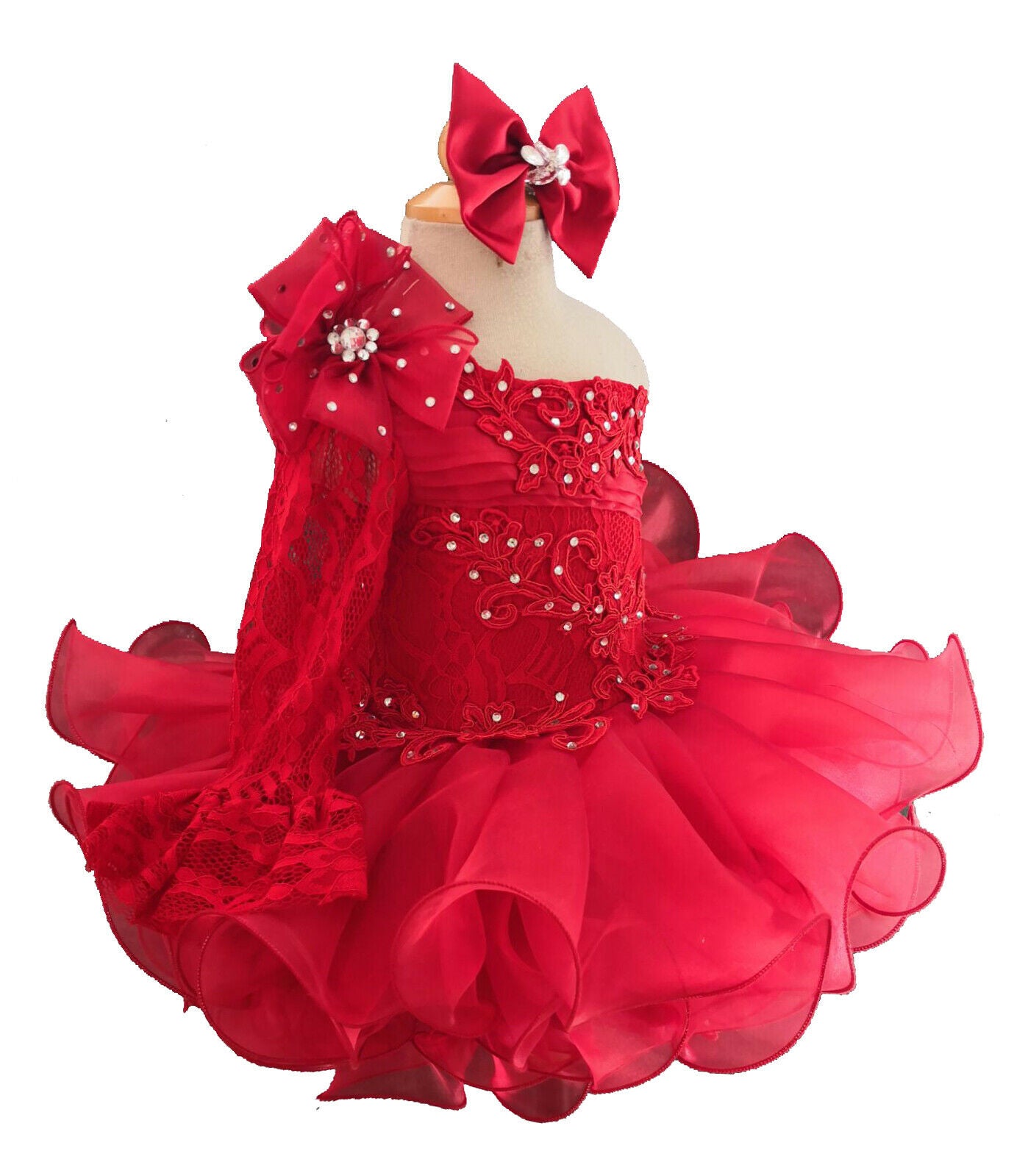 Glitz Hot pink Lace Little Girl Cupcake Pageant Dress – CupcakePageantDress