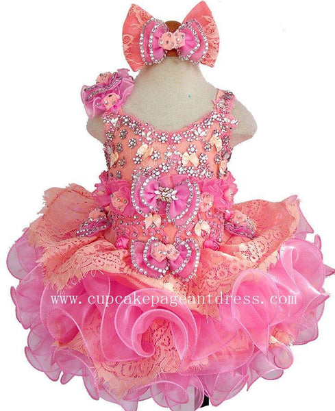 Glitz Beaded Bodice Lace Little Girls' Nationals Cupcake Pageant Dress ...