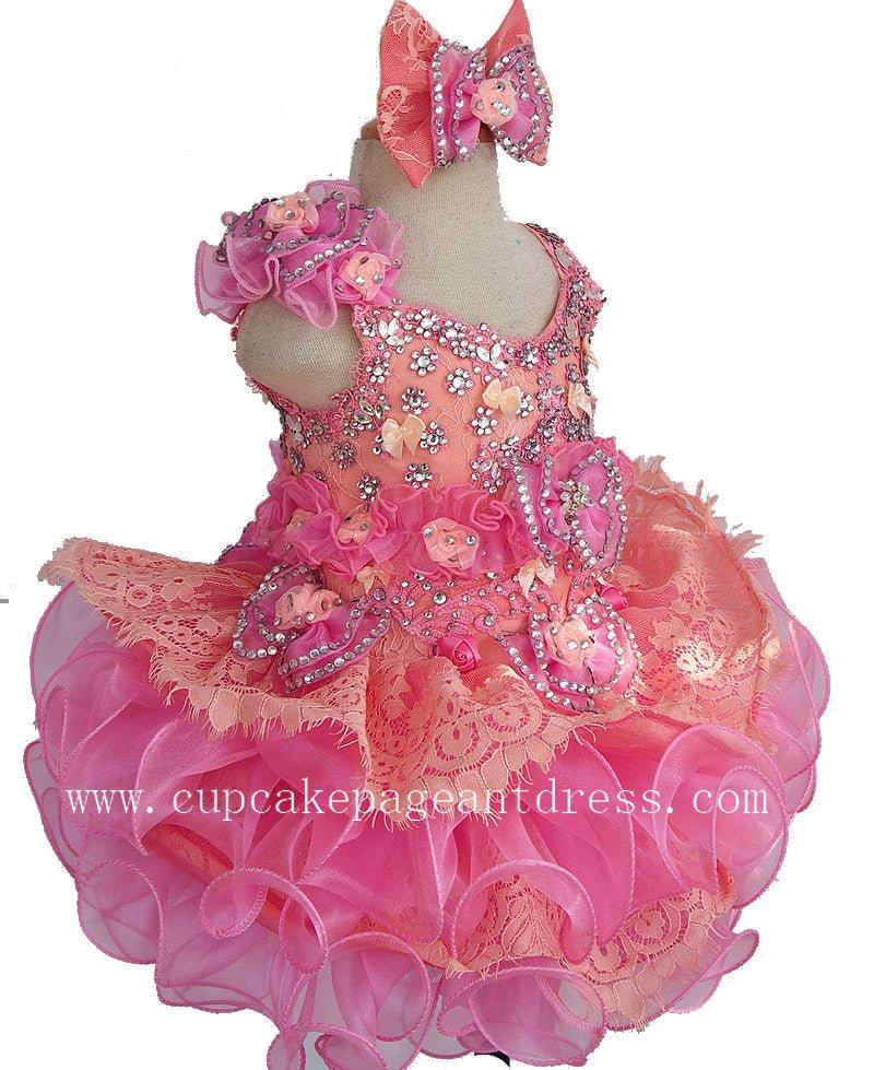 Glitz Beaded Bodice Lace Little Girls' Nationals Cupcake Pageant Dress ...