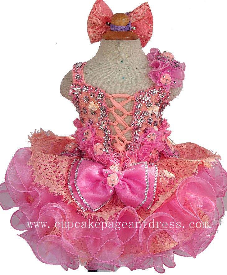 Glitz Beaded Bodice Lace Little Girls' Nationals Cupcake Pageant Dress ...